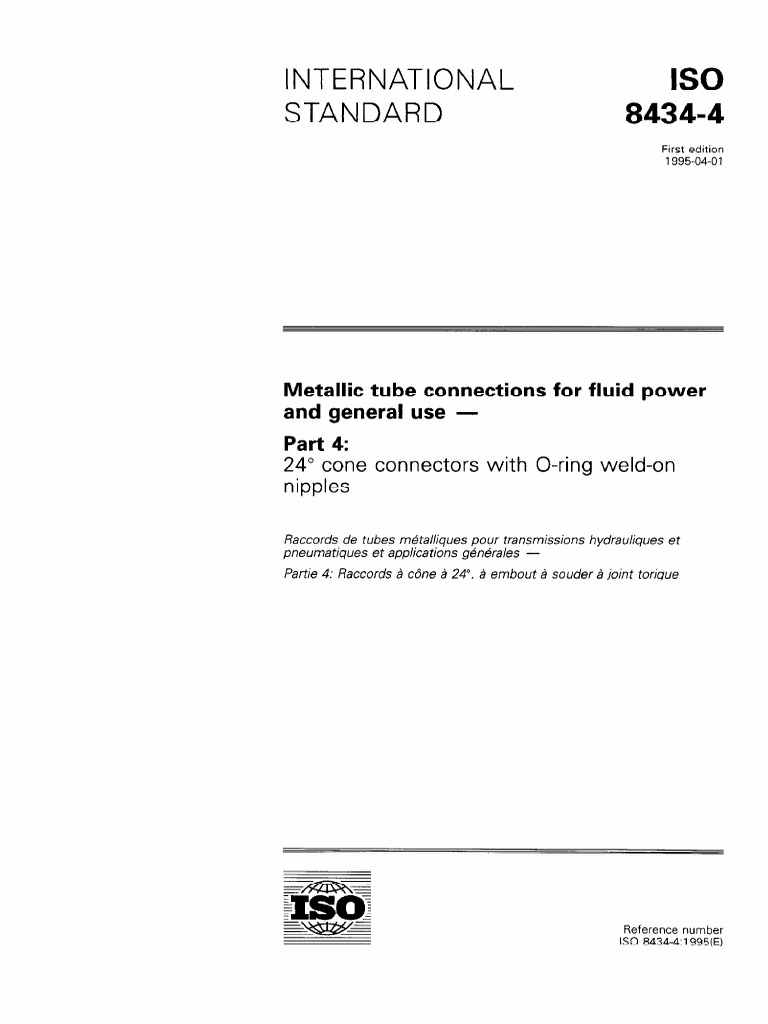 Iso 8434-4 | PDF | Pipe (Fluid Conveyance) | International Organization ...
