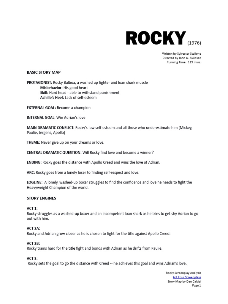 Rocky Screenplay Story Map Analysis | PDF