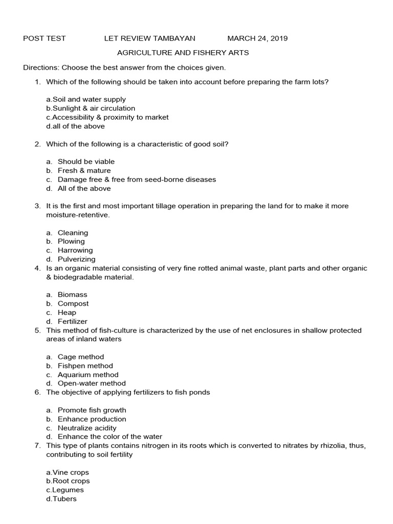 Agrıculture and Fıshery Arts. Wıthout Answer1 | PDF | Fertilizer | Soil