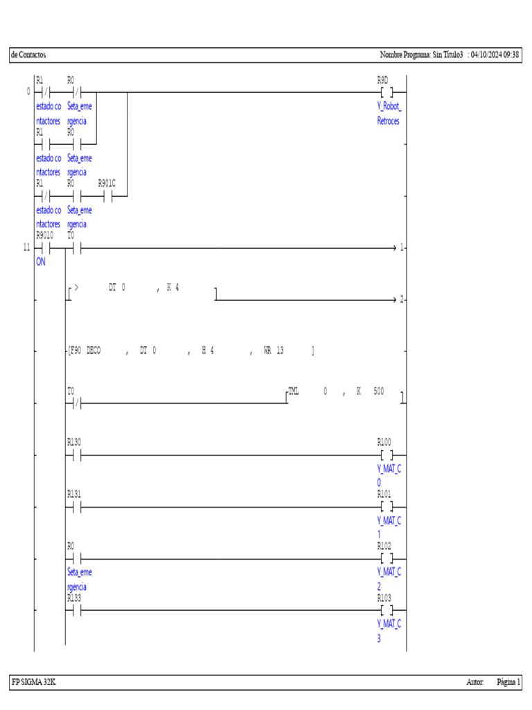 Ejemplo PLC Panasonic FPX | PDF