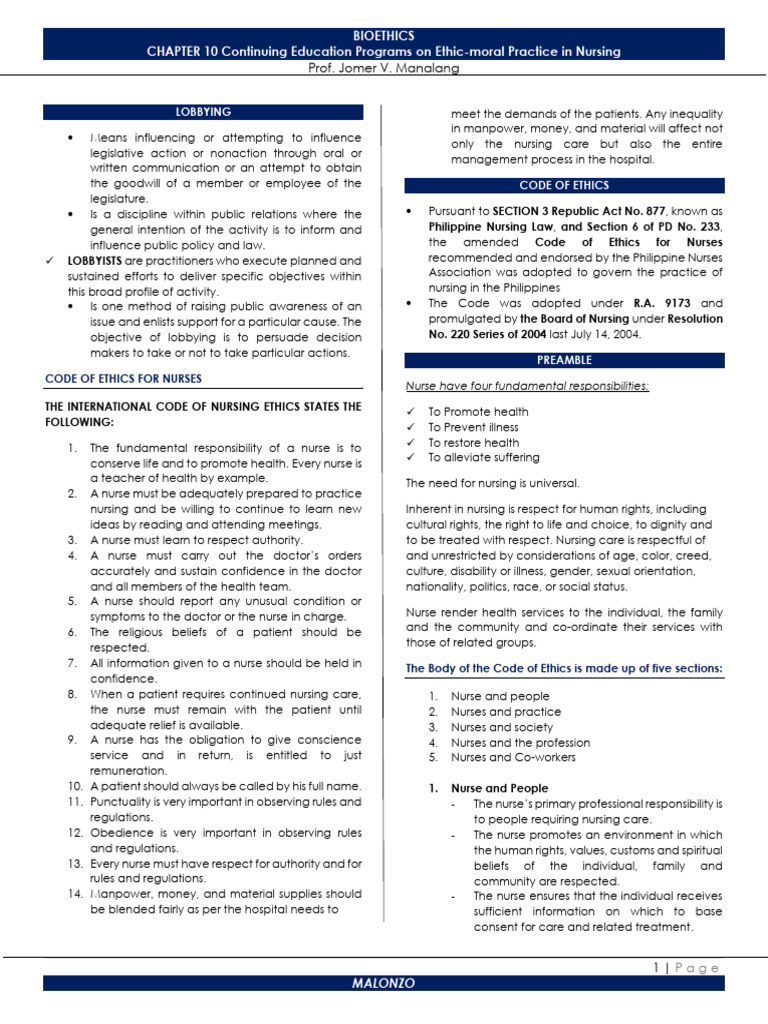 CHAPTER 10 | Download Free PDF | Nursing | Bioethics