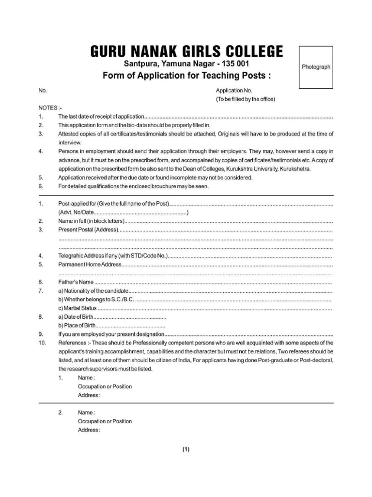 Teaching Permanent Post Form | PDF