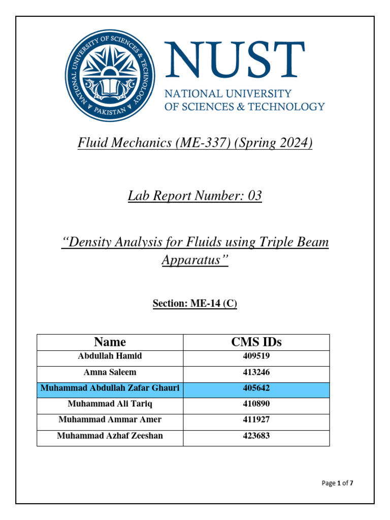 Triple Beam Apparatus (Lab Report Number 04) | PDF | Density | Metrology