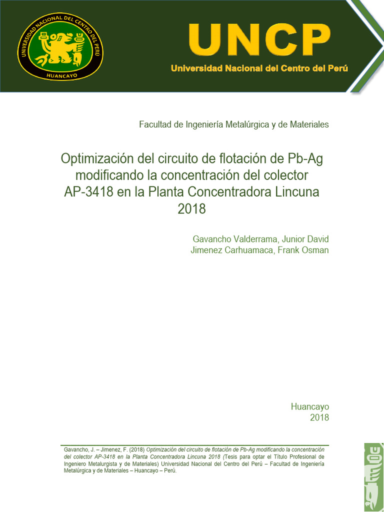 Optimización Del Circuito de Flotación de Pb-Ag Modificando La ...