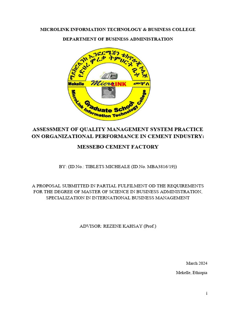 PROPOSAL (Tiblets Michaele) | PDF | Quality Management | Iso 9000