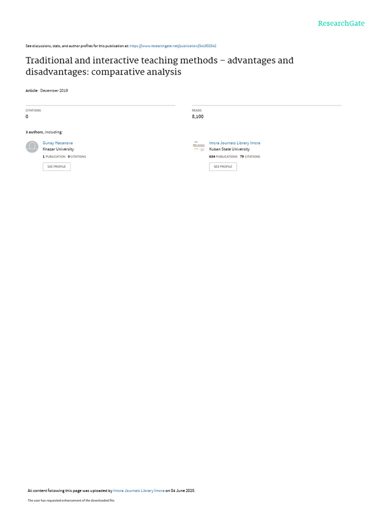 Traditional and Interactive Teaching Methods - Advantages and ...