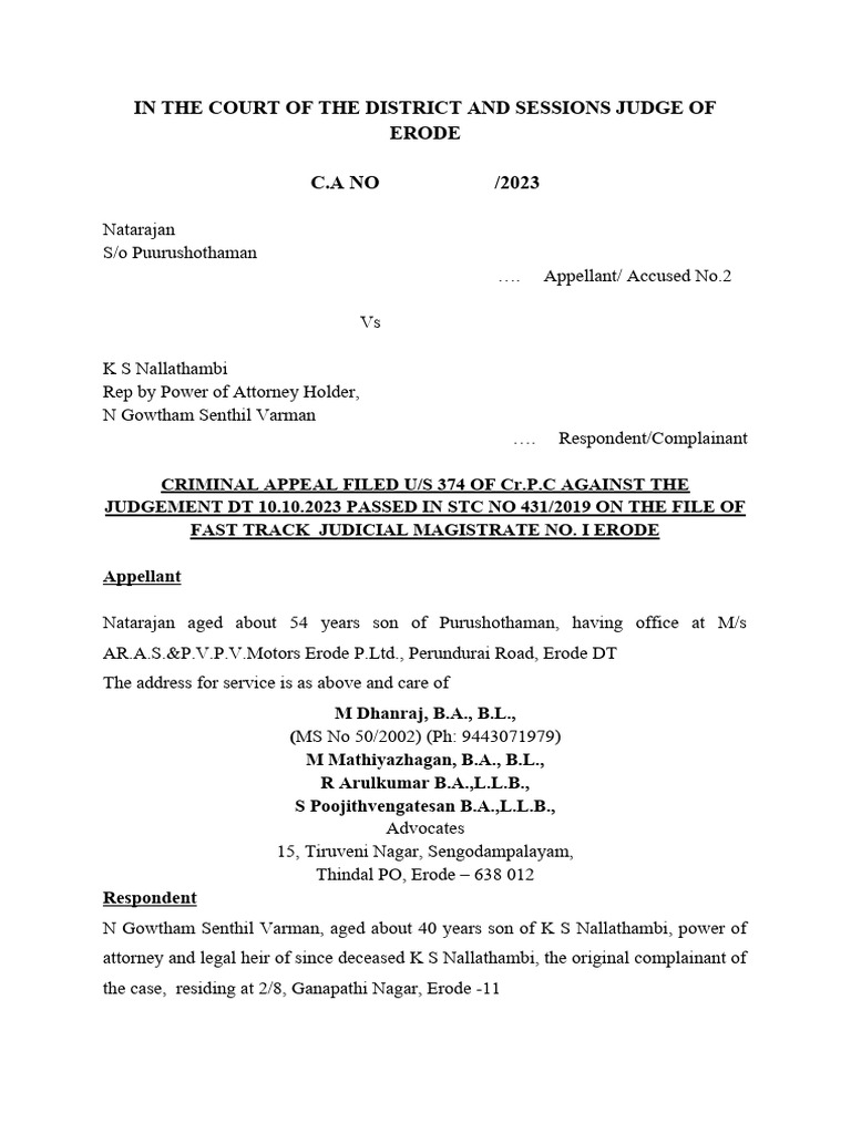 Criminal Appeal - Memorandum of Revision | PDF | Judgment (Law) | Appeal