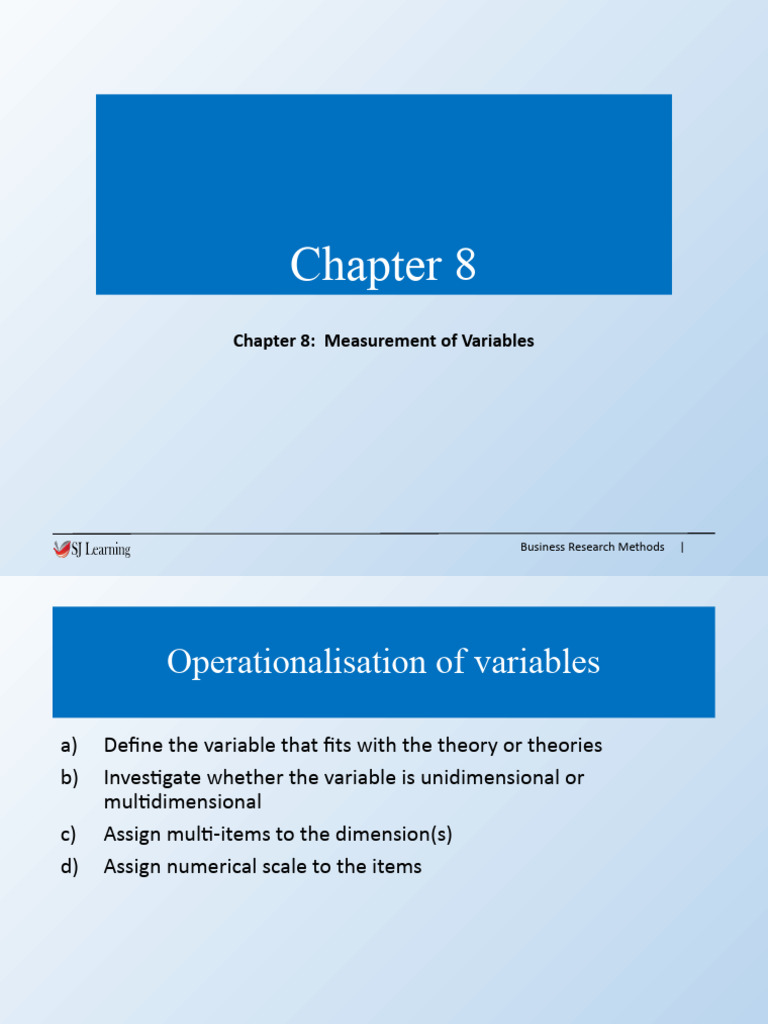 Chapter 8 Measurement of Variables Edited | PDF | Level Of Measurement | Validity (Statistics)