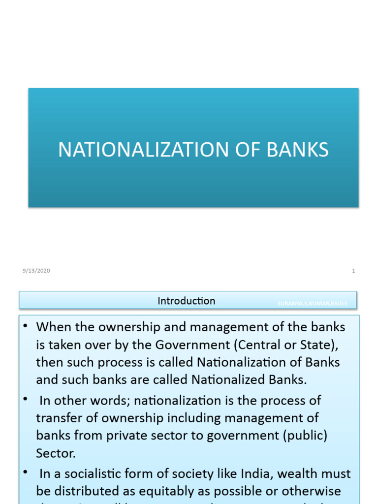 Nationalization of Banks | PDF | Banks | Banking