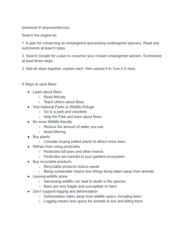 Endangered Species Project Part 2 | PDF | Home & Garden | Science ...