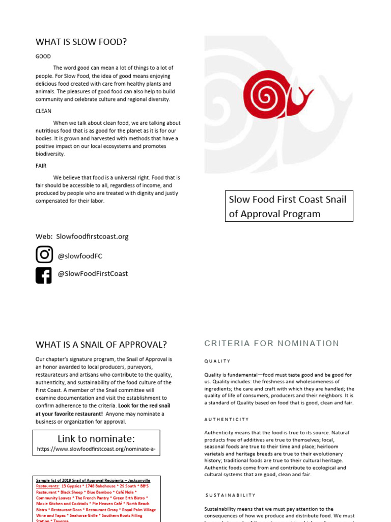 Slow Food Nomination Flier | PDF | Foods | Biodiversity