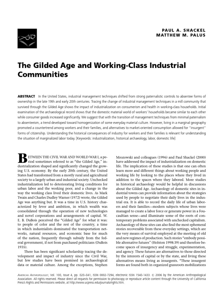 (OPTION 1) The - Gilded - Age - and - Working-Class - Industrial ...