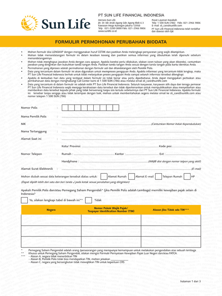 Form Perubahan Biodata | PDF | Pengelolaan Keuangan & Uang