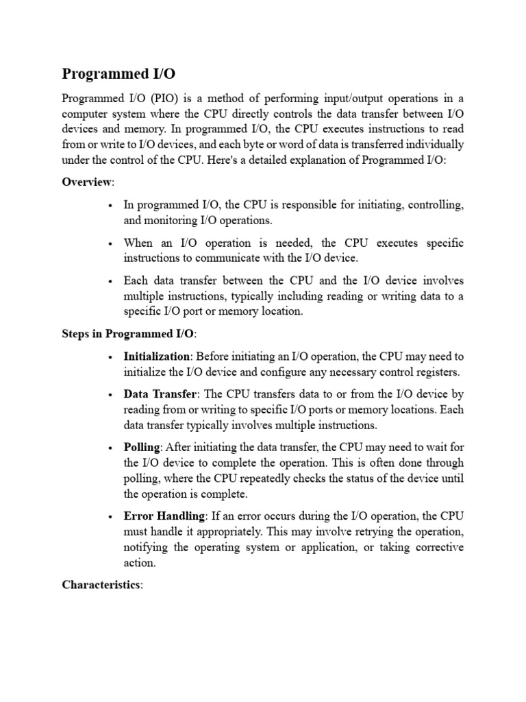 6 Programmed IO, Interrupt-Driven IO, DMA | PDF | Input/Output | Central Processing Unit