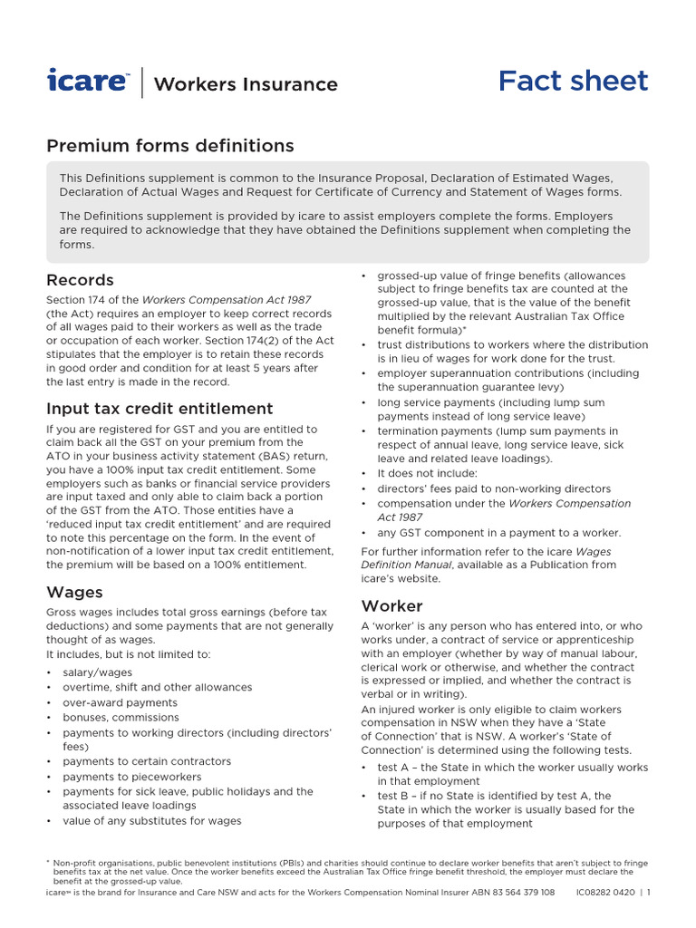 3 Premium Forms Definitions | PDF | Employment | Insurance