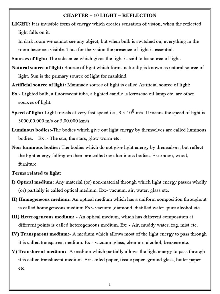 Physics Class X-Reflection | PDF | Mirror | Sphere