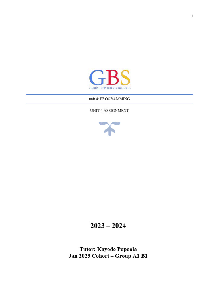 Balalo Norbert UNIT 4 PROGRAMMING - Assignment | PDF | Inheritance (Object Oriented Programming ...