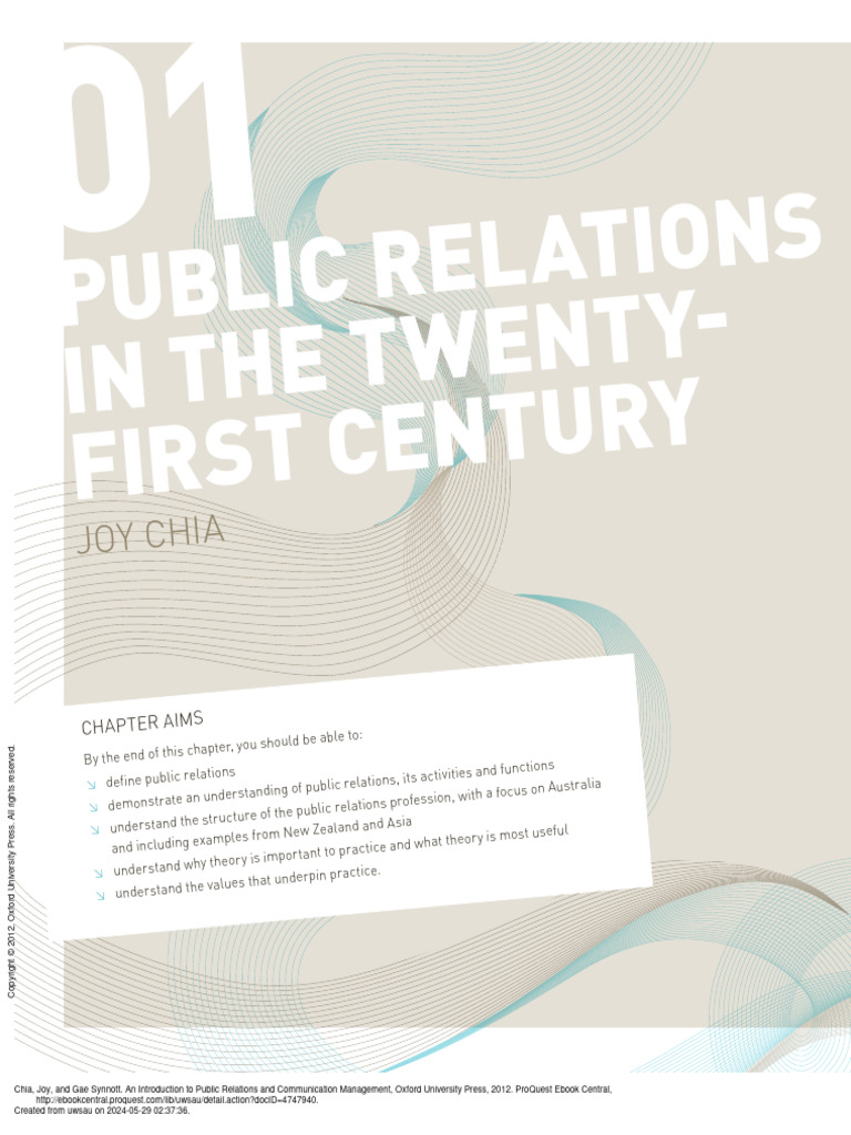 An Introduction To Public Relations and Communicat... - (Chapter 1 Public Relations in The ...