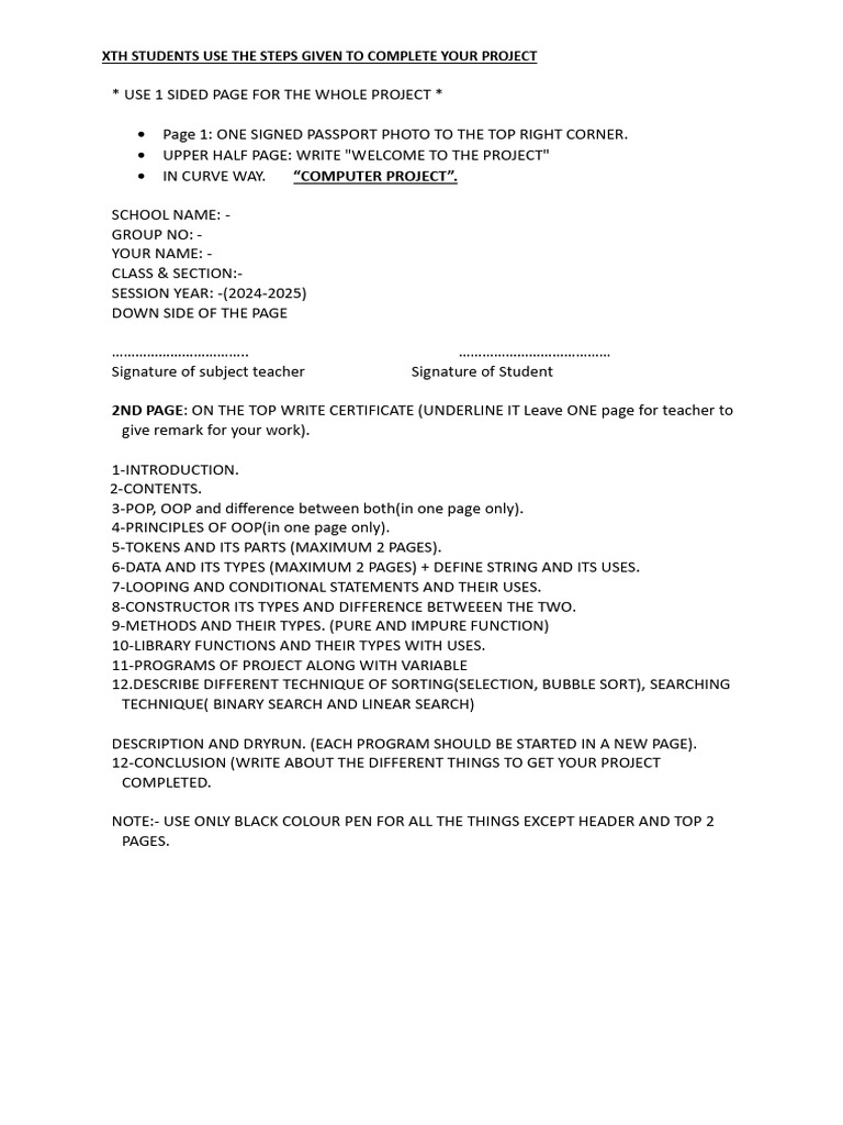Xth Grade Computer Project Guide | PDF | Parameter (Computer ...