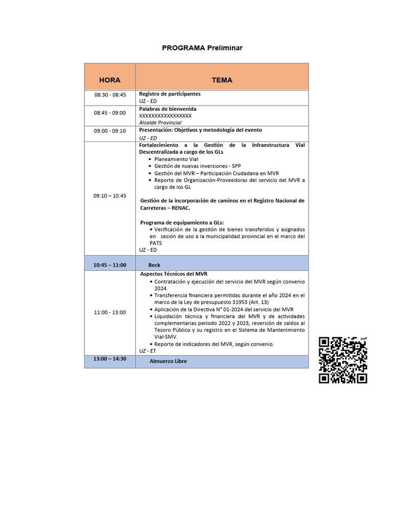 Anexo 01 Programa Trabajado Final QR | PDF