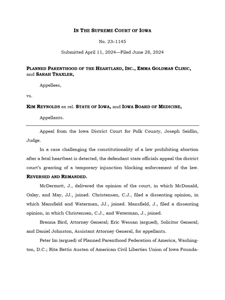 Planned Parenthood Et Al v. Reynolds | PDF | Due Process Clause ...