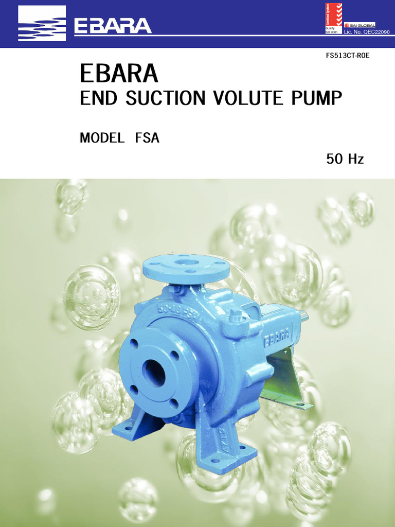 Ebara FSA Series Pump Specifications | PDF | Pump | Energy Technology