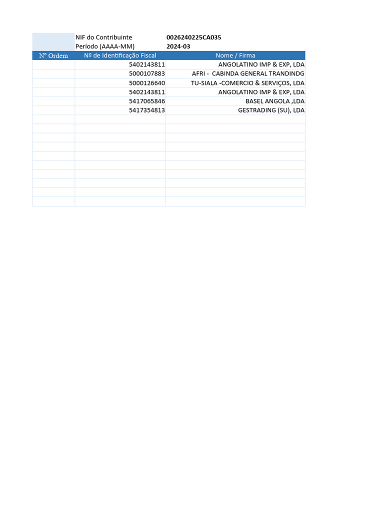Template - Mapa de Fornecedores | Download grátis PDF | Imposto sobre ...