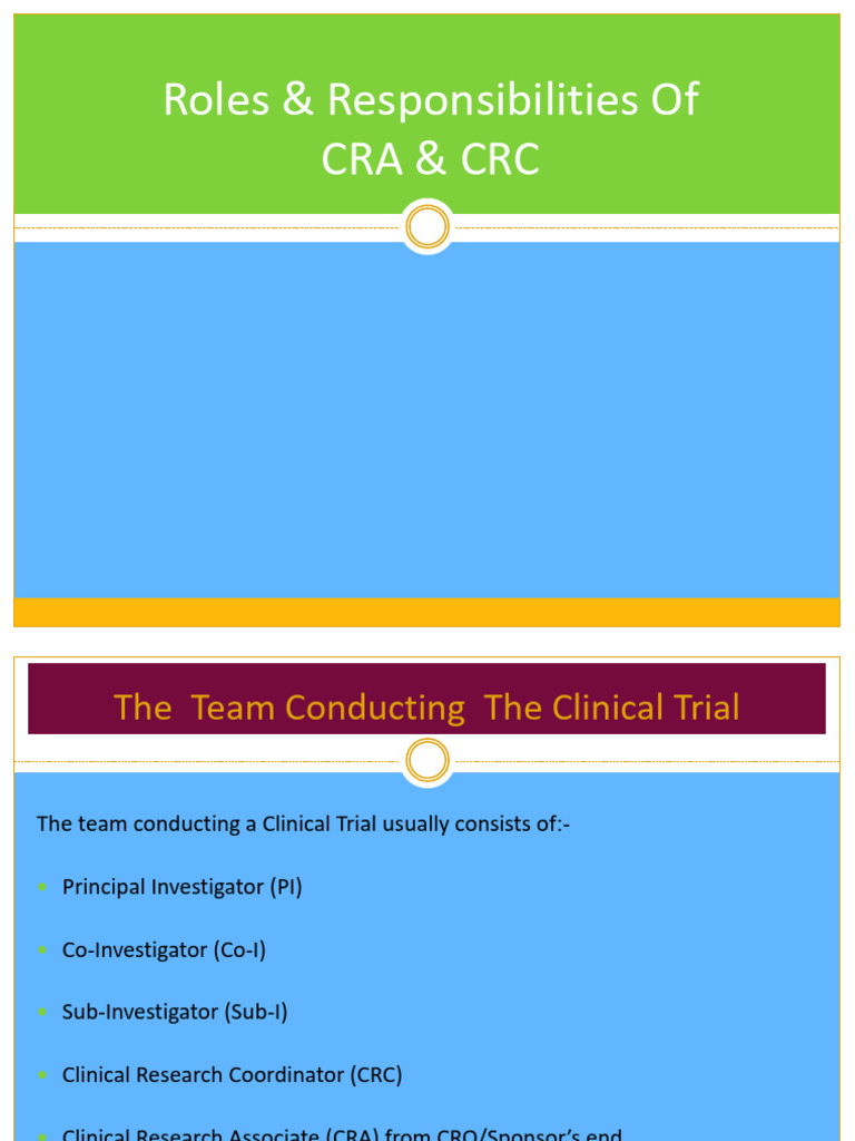 12- Roles&ResOfCRA&CRC | PDF | Clinical Trial | Institutional Review Board