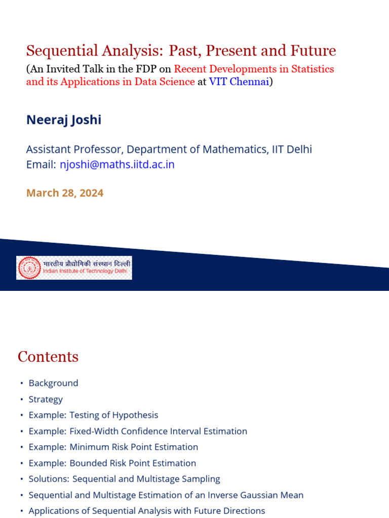 Vit Talk Neeraj Joshi | PDF | Sampling (Statistics) | Sample Size ...