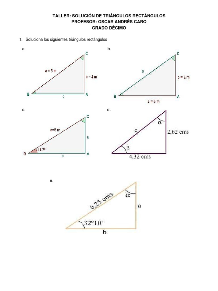 Solución de Triángulos Rectángulos | PDF