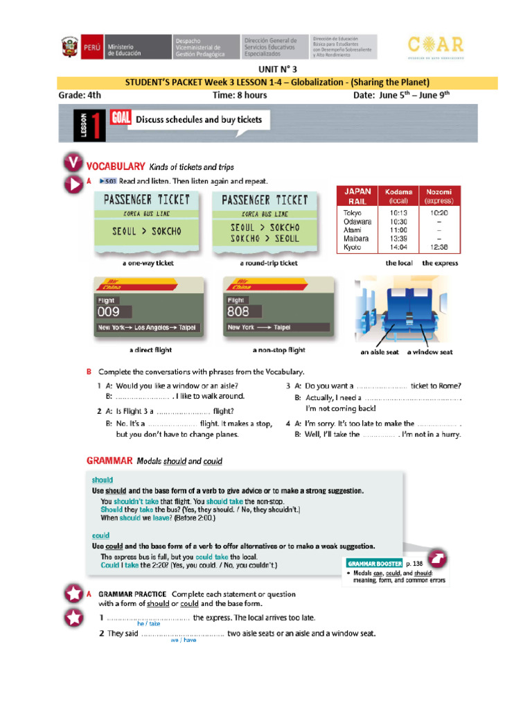 Top Notch 1 Unit 3 Week 3 Student's Packet | PDF | Science ...