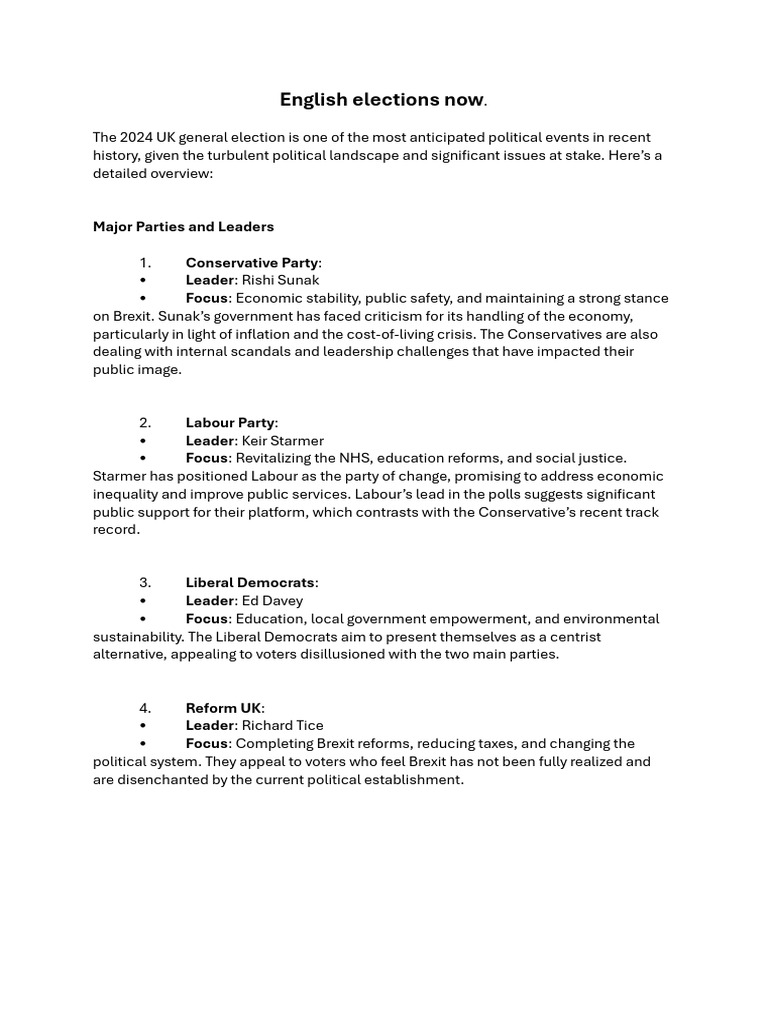 English Elections Now | PDF | Cost Of Living | Academic Term