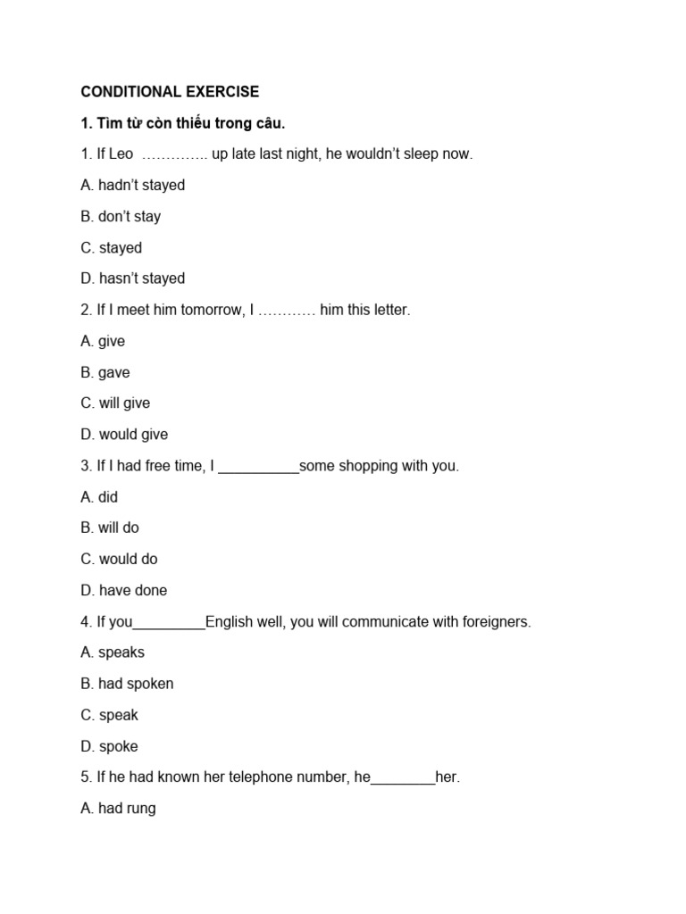 Conditional Exercise | PDF