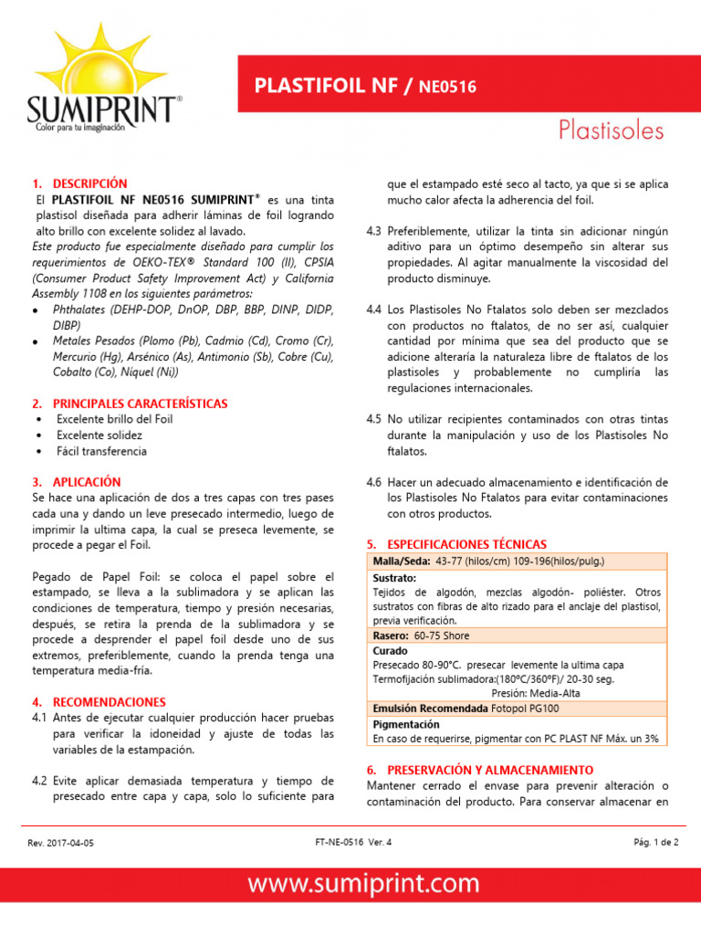 FT PLASTIFOIL (Verificado) | PDF | Papel | Materiales