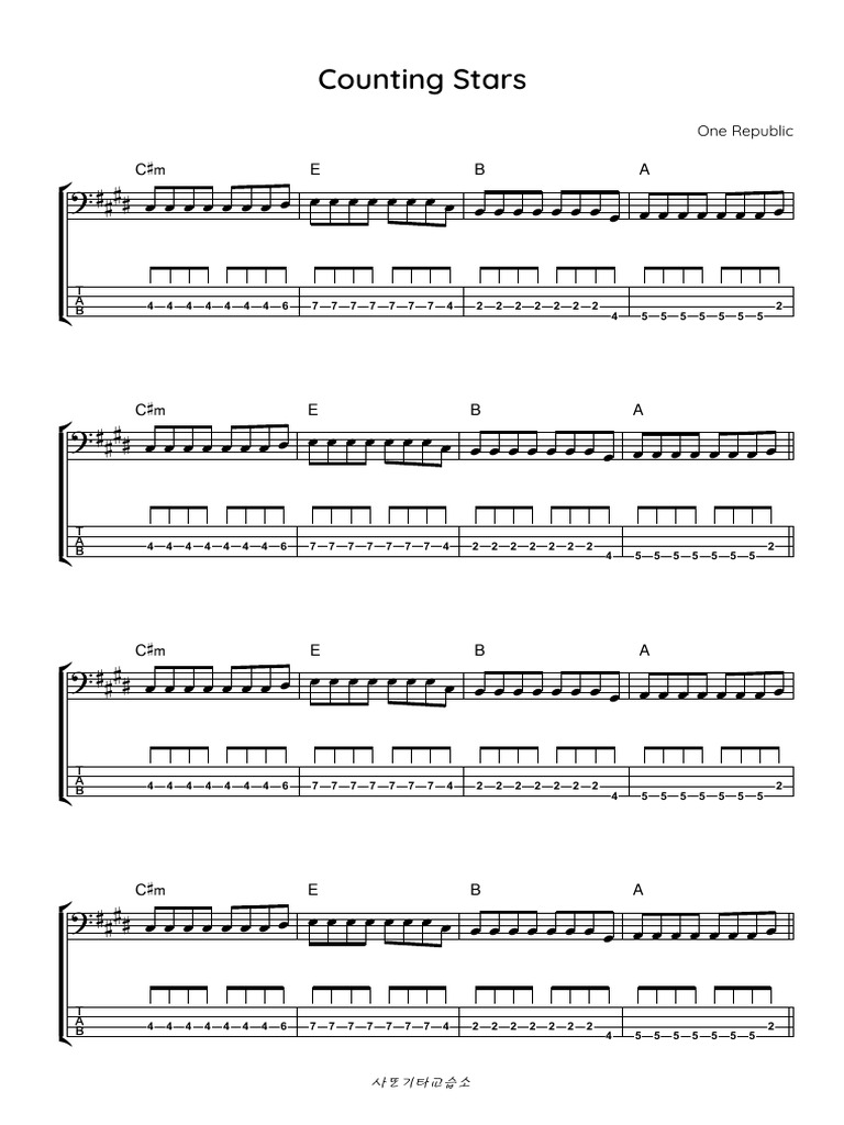 Counting Stars - One Republic (Bass) | PDF