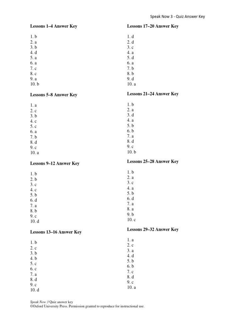 SN3 Quiz Answer Key | PDF