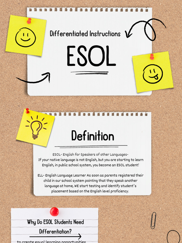 Esol Differentiation Instructions | PDF | English As A Second Or ...