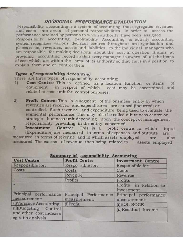 Divisional Performance Evaluation | PDF
