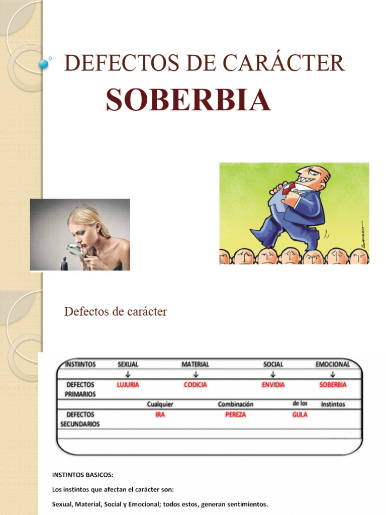 DEFECTOS DE CARÁCTER SOBERBIA | PDF | Orgullo | Las emociones