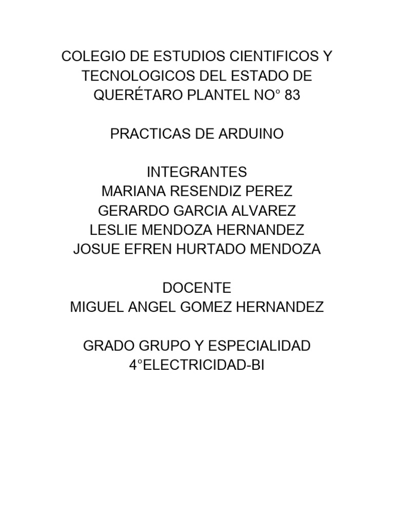 Practicas de Arduino | PDF | Diodo emisor de luz | Modelo de color Rgb