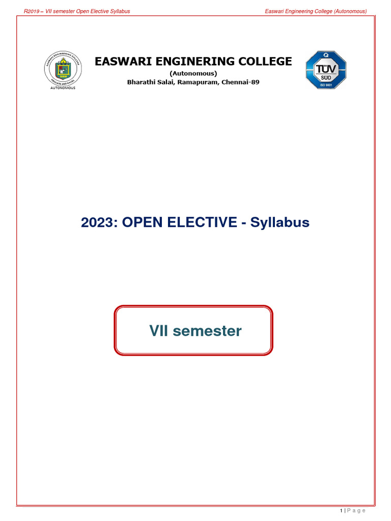 2023 Open Elective Syllabus of VII Semester | PDF | Cryptography | World Wide Web