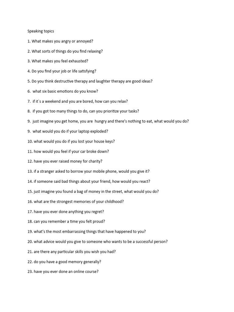 Speaking Topics b1.2 | PDF