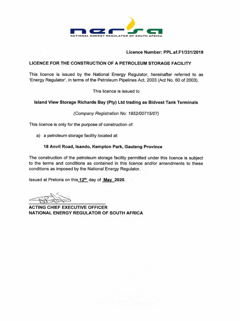 CoL Bidvest Tank Terminals Construction of LPG Tanks at Storage ...