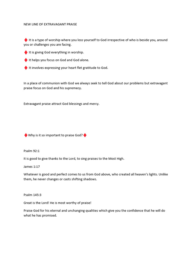 Newline of Extravagant Praise | PDF | God | Glory (Religion)