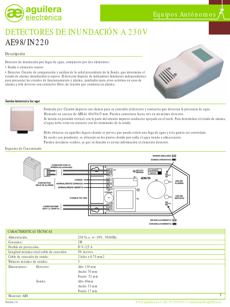 Ae98 In220 Ficha Tecnica | PDF | Equipo | Componentes eléctricos