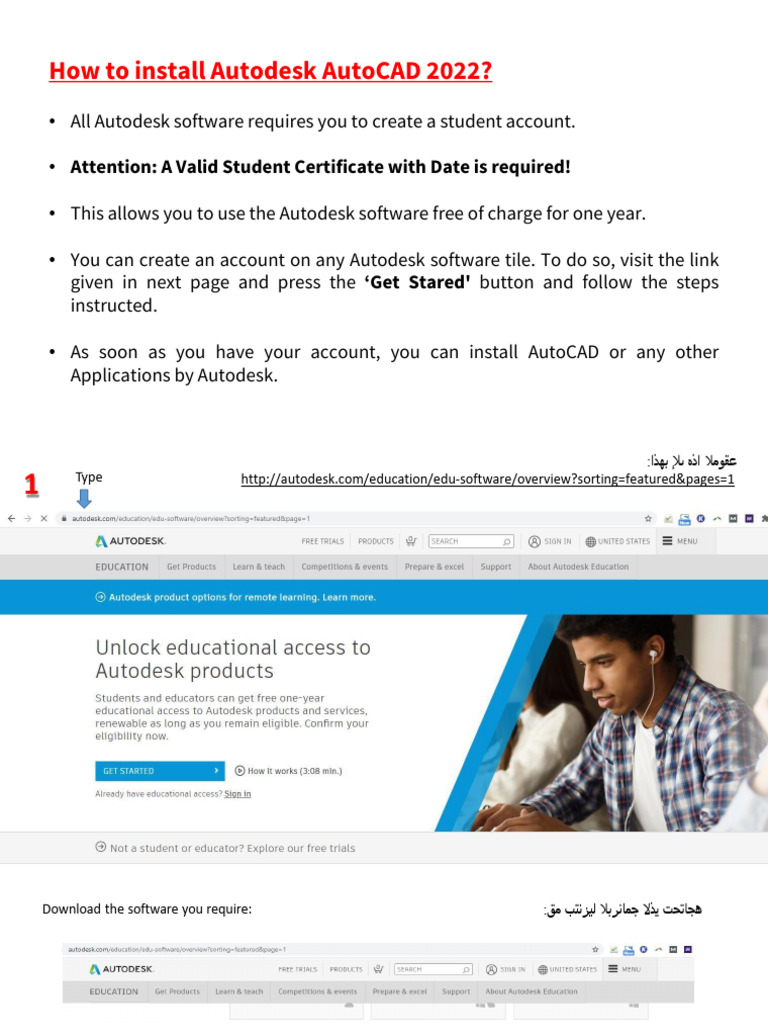 Autodesk AutoCAD Software Download Tutorial in Eng and Ara | PDF ...