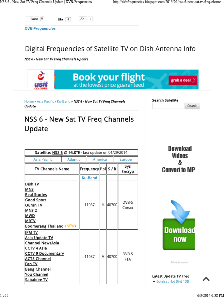 NSS 6 - New Sat TV Freq Channels Update # DVB-Frequencies | PDF ...