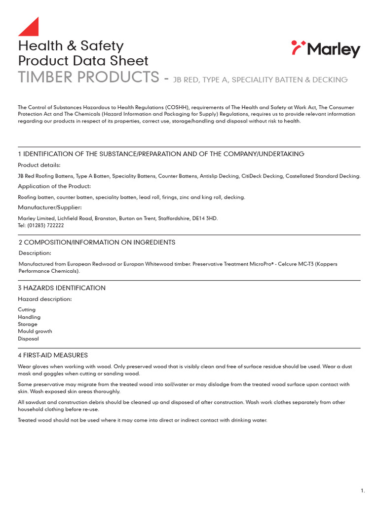 Marley Timber Products MSDS 2024 PDF | PDF | Personal Protective ...