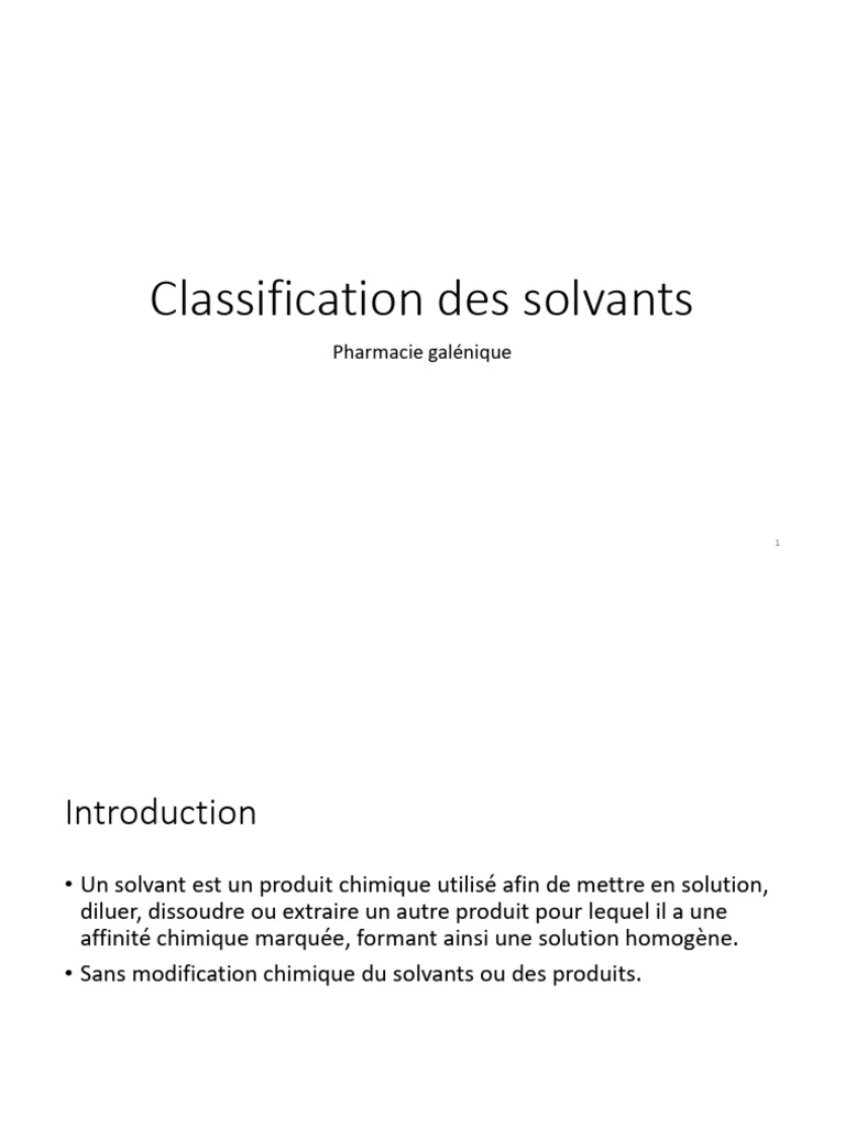 Classification des solvants par polarité | PDF | Polarité (chimie ...