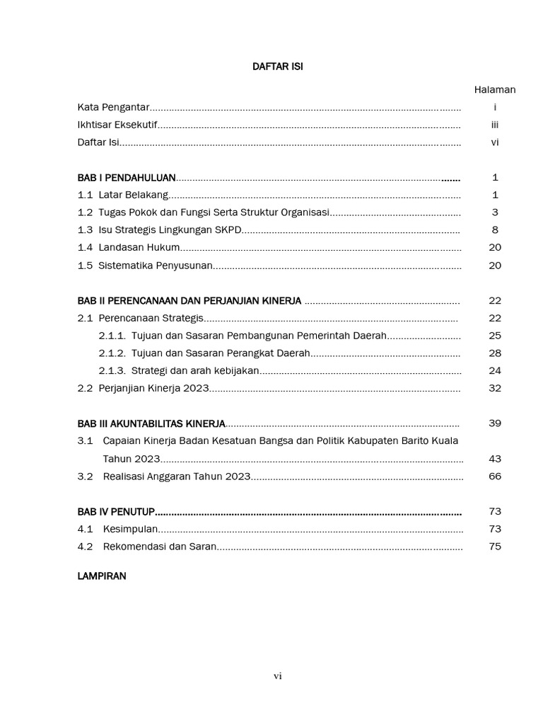 3) - Daftar Isi Lkip 2023 | PDF | Pengelolaan Keuangan & Uang